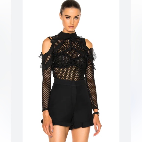 Self-Portrait | Tops | Selfportrait Purl Knit Coldshoulder Top | Poshmark